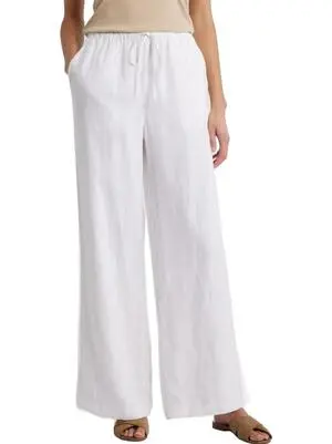 Caslon Easy Wide Leg Linen Pants - White