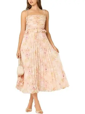 Astr The Label Emerys Pleated Dress - Pink Floral