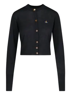 VIVIENNE WESTWOOD Crop Logo Cardigan - Black