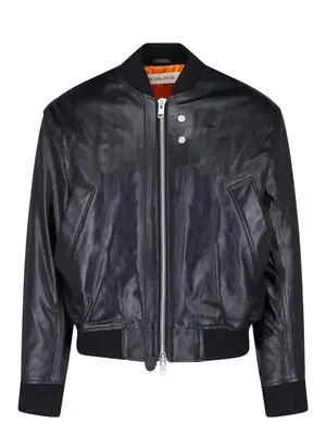 SUNFLOWER Jil Sander Leather Bomber Jacket - Black