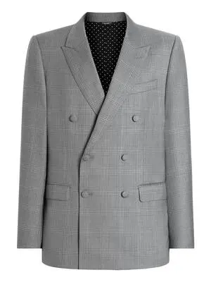 DOLCE & GABBANA Double-Breasted Martini Glen Plaid Jacket