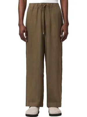 ALLSAINTS Straight Leg Linen Trousers - Traverse Brown