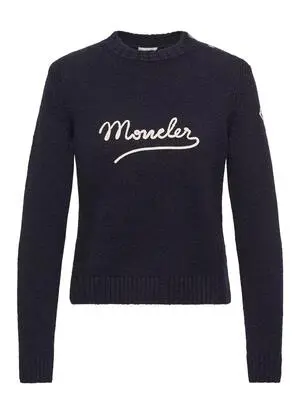 Moncler Sweater With Embroidered Logo - Navy
