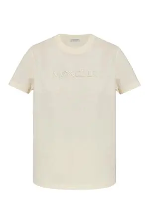 Moncler T-shirt With Embroidered Logo - White