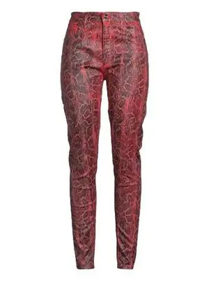 BLUGIRL Skinny Fit Snakeskin Print Pants - Red