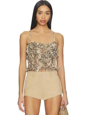 Bardot Alira Printed Frill Crop Top - Snake Skin
