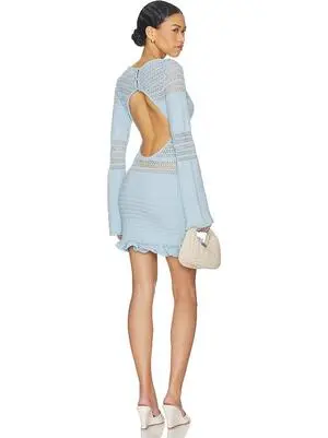 LOVERS AND FRIENDS Alina Pointelle Mini Dress - Blue