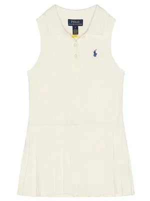 Polo Ralph Lauren Sleeveless Cotton Mini Cable Collared Dress - Deckwash White