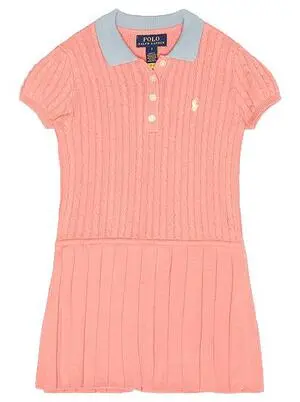 Polo Ralph Lauren Short Sleeve Cotton Mini Cable Knit Collared Dress - Desert Rose