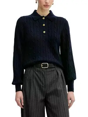Barbour Cable Knit Polo Top - Blue