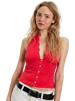 Free People Florence Halter Top - High Risk Red