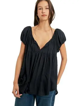 Free People We The Free Bella Babydoll Top - Black