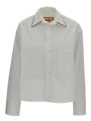 Plan C Boxy Cotton Shirt With Contrasting Trims - White