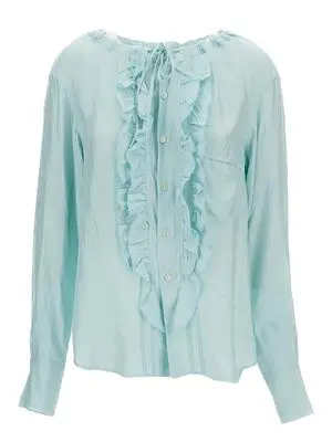 Plan C Shirt With Ruffles - Sky Blue