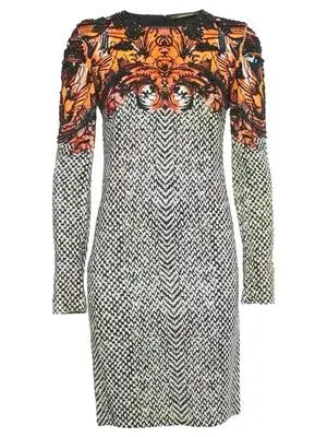 Roberto Cavalli Vintage Crepe Beaded Dress - White