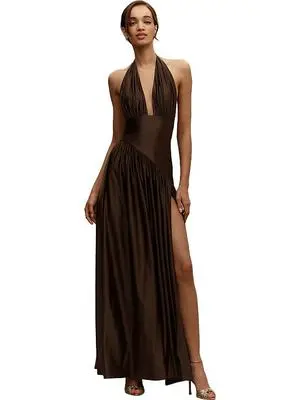 DELFI COLLECTIVE Rae Asymmetric Maxi Dress - Chocolate