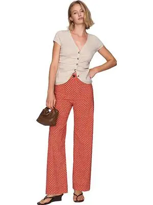 Maeve Colette High-rise Wide-leg Full-length Pants - Red Pattern
