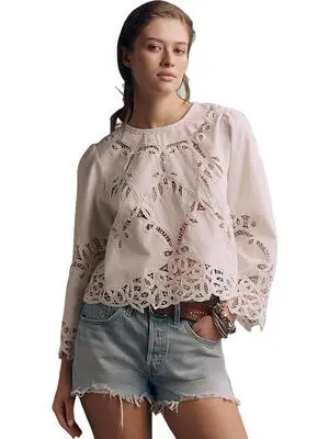The Great. Picnic Lace Long-sleeve Top - Cream