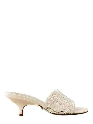 Lola Cruz Gara Heeled Mule Sandals - White