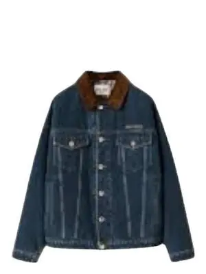 Miu Miu Flocked Denim Jacket - Navy Blue