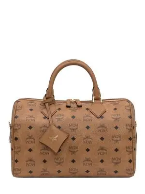Mcm Ella Vi Medium Boston Bag - Cognac