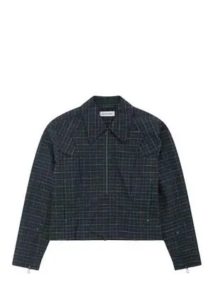 KIKO KOSTADINOV Kraner Cropped Jacket - Forest Check