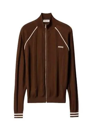 Miu Miu Cotton Track Jacket - Cocoa Brown/natural