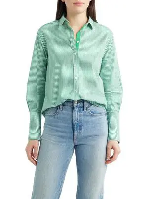 SHIRTY Elodie Stripe Cotton Button-Up Shirt