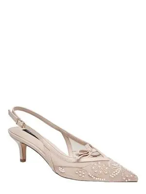 French Connection Embroidered Bead Heel - Nude