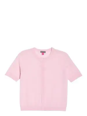 Vince Camuto Short Sleeve Cardigan - Baby Pink