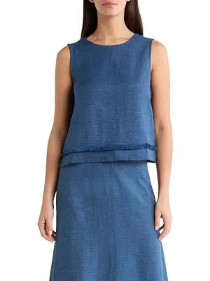 VINCE CAMUTO Tiered Fringe Trim Top