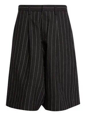 R13 Pinstripe Wool & Linen Shorts - Black White Pinstripe