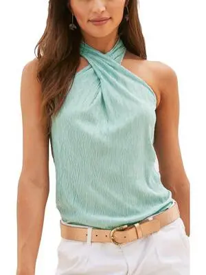 LASCANA Halter Neck Top With Keyhole Back - Mint