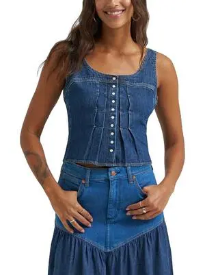 WRANGLER Pleated Denim Corset Tank