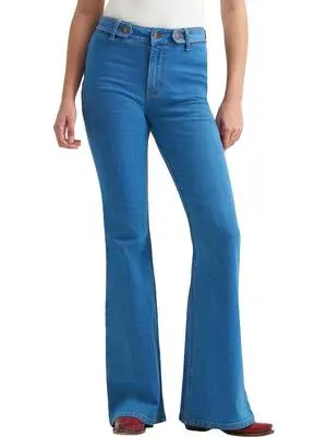 Wrangler Belted Flare Leg Jeans - Turquiose