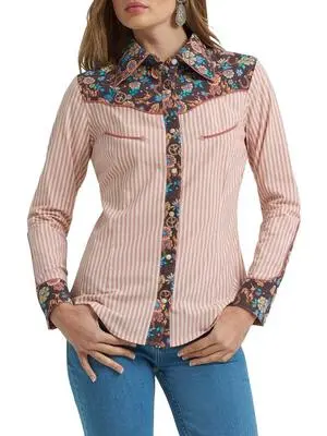 Wrangler X Lainey Wilson Prairie Print Western Shirt - White