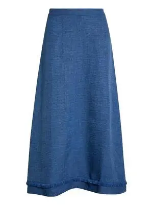 Vince Camuto Fringe Detail A-line Maxi Skirt - Deep Blue