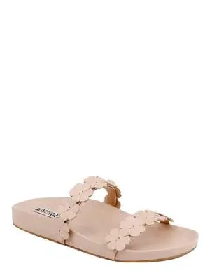Badgley Mischka Waterbury Floral Slide Sandal - Nude Leather