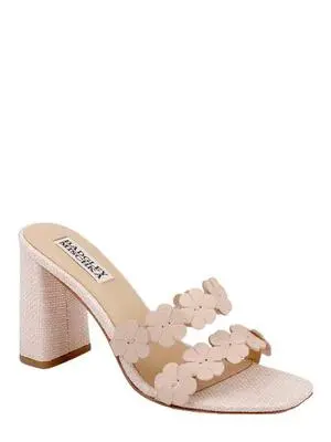 Badgley Mischka Webster Floral Slide Sandal Beige Leather