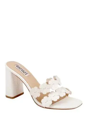 Badgley Mischka Webster Floral Slide Sandal Cream Leather