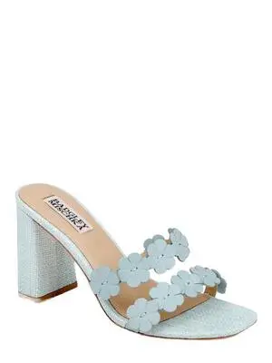 Badgley Mischka Webster Floral Slide Sandal Ocean Leather