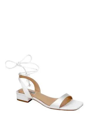 Badgley Mischka Westfield Ankle Wrap Sandal - White Satin