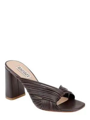 Badgley Mischka Winslow Leather Slide Sandal - Brown Leather