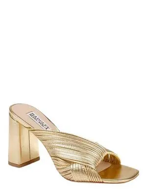 Badgley Mischka Winslow Leather Slide Sandal - Gold Metallic