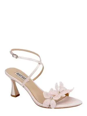 Badgley Mischka Whitney Ankle Strap Pointed Toe Sandal Champagne Satin
