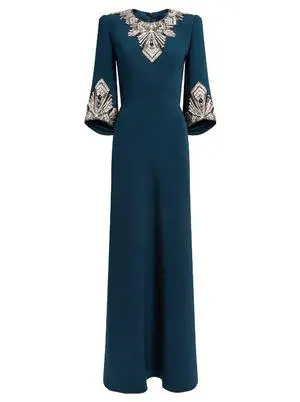 Jenny Packham Ice Cascade Embellished Gown Hawks Eye Blue