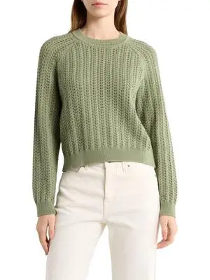 Marine Layer Mina Cotton Pointelle Sweater - Shadow