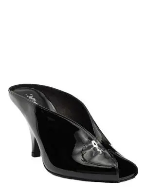 Jeffrey Campbell Parler Peep-Toe Mule Black Patent