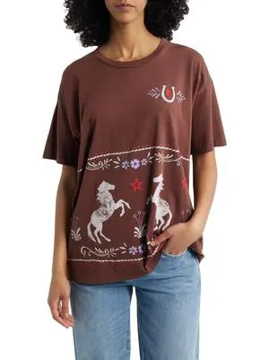 Daydreamer Prairie Horse Graphic T-shirt - Nutmeg