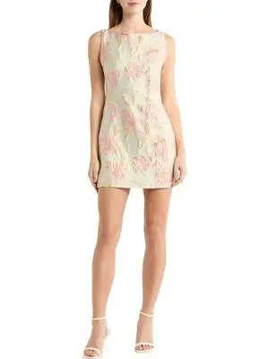 Staud Mimi Metallic Floral Brocade Dress - Botanica Aloe